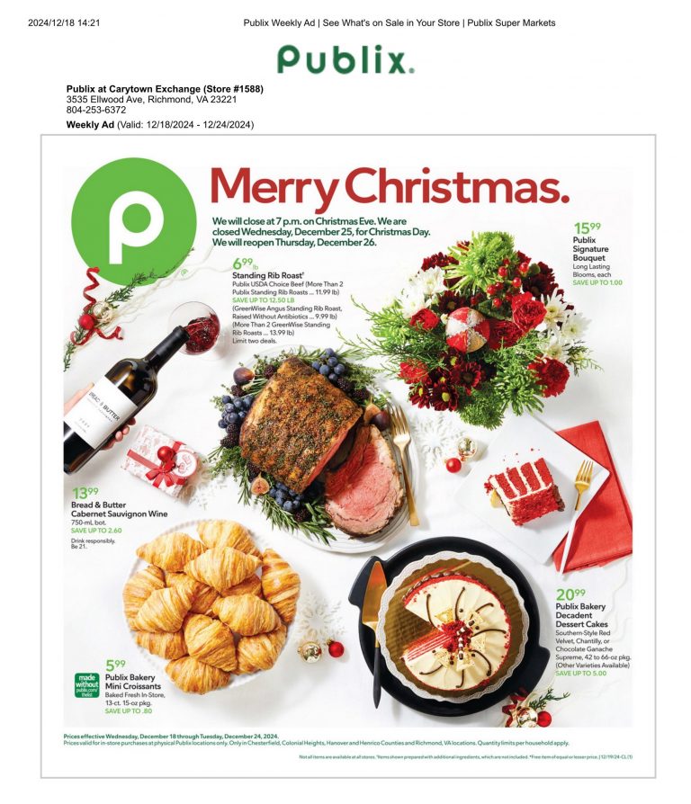 Publix Weekly Ad Dec 18 – Dec 24, 2024 (Christmas Promotion Included)
