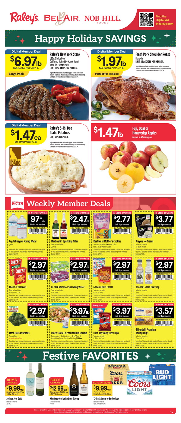 Raley's Supermarkets Weekly Ad Dec 11 – Dec 17, 2024