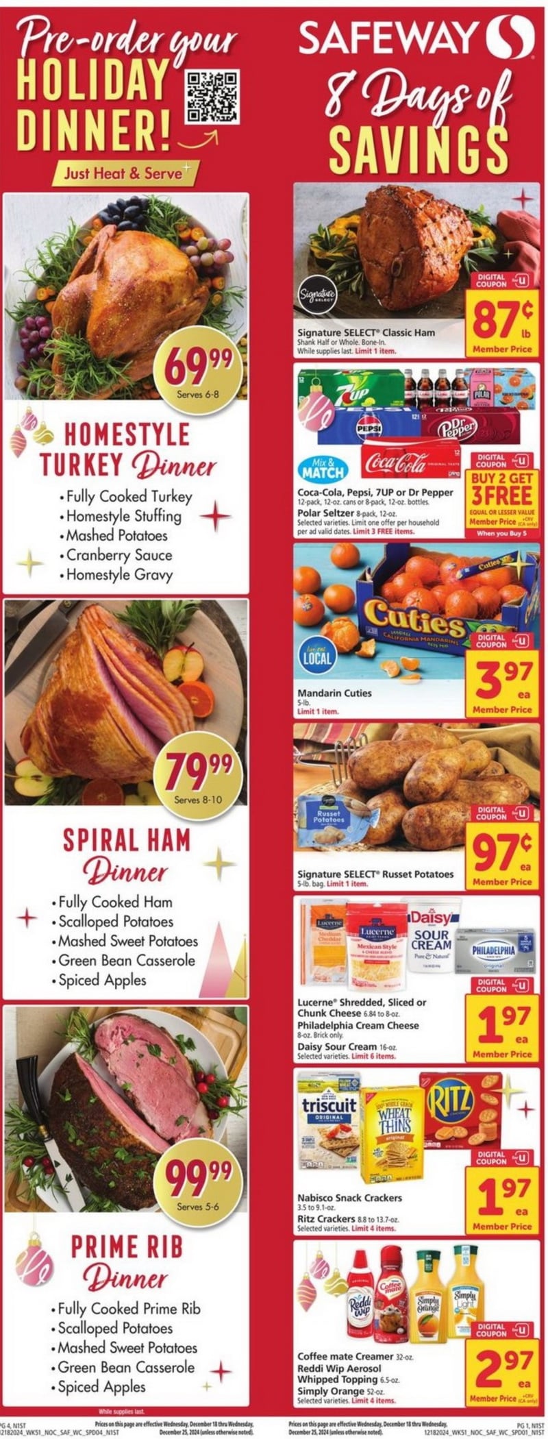 Safeway Weekly Ad Dec 18 – Dec 24, 2024 (Christmas Day Promotion Included)