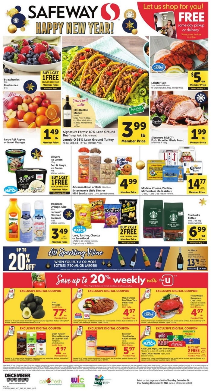 Safeway Weekly Ad Dec 26 – Dec 31, 2024 (New Year Promotion Included)