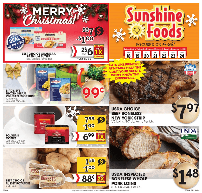 Sunshine Foods Weekly Ad Dec 18 – Dec 24, 2024 (Christmas Promotion Included)
