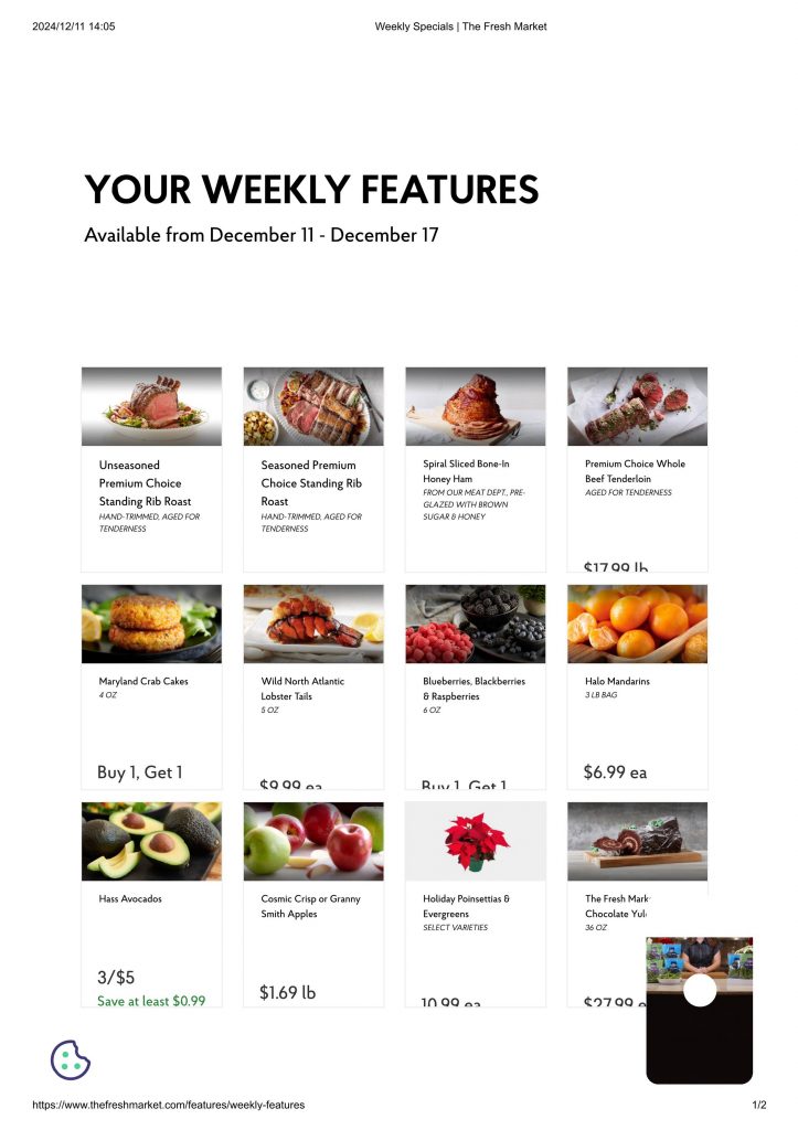 The Fresh Market Weekly Ad Dec 11 – Dec 17, 2024
