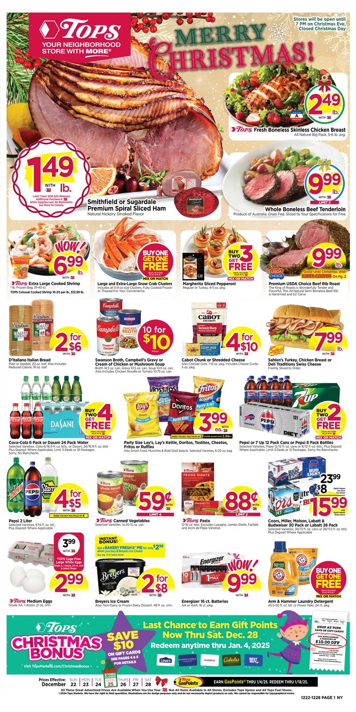 Tops Weekly Ad Dec 22 – Dec 28, 2024 (Christmas Promotion Included)