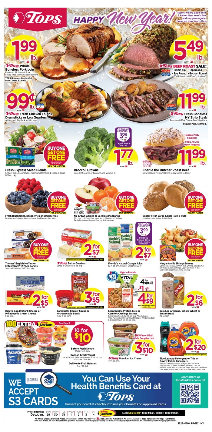 Tops Weekly Ad Dec 29, 2024 – Jan 04, 2025 (New Year Promotion Included)