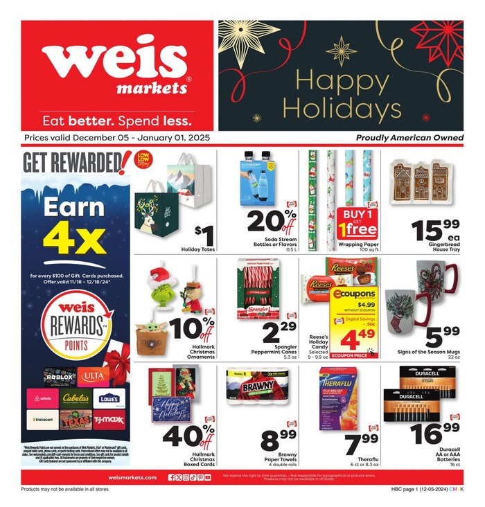 Weis Markets Monthly Ad Dec 05, 2024 – Jan 01, 2025