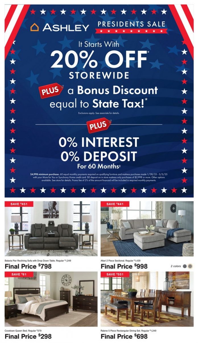 Ashley Furniture HomeStore Presidents Sale Jan 28 – Mar 03, 2025