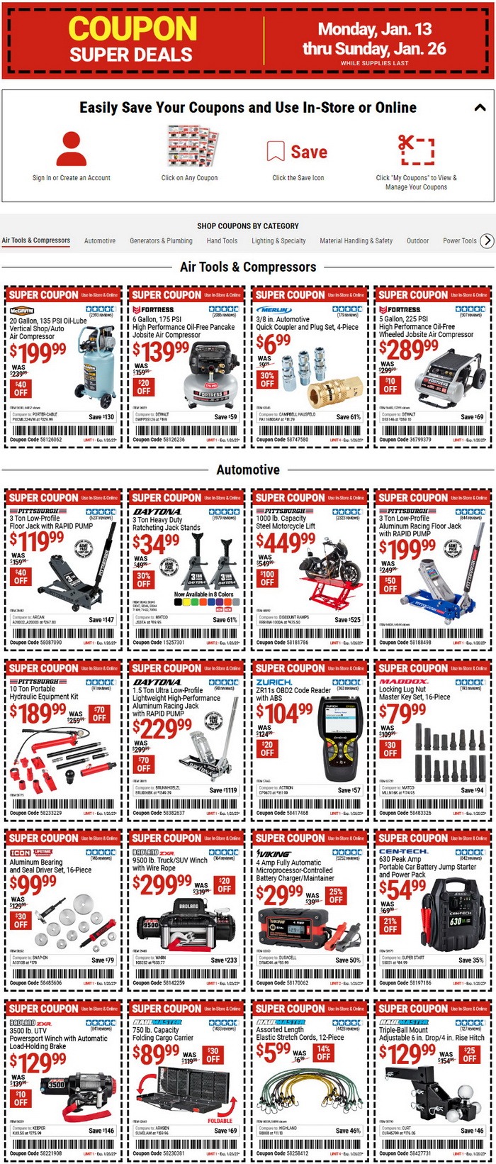 Harbor Freight Coupon Sale Jan 13 – Jan 26, 2025