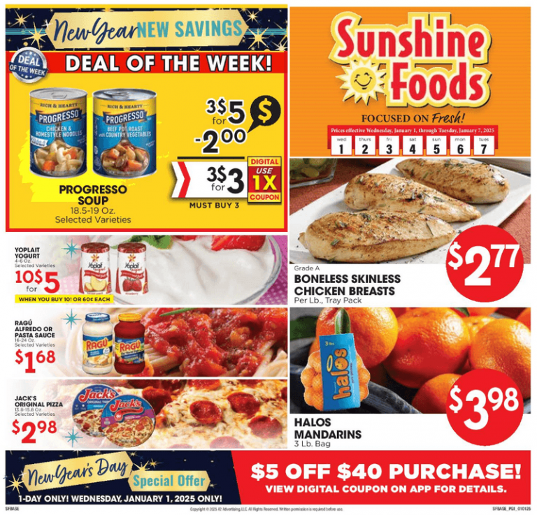 Sunshine Foods Weekly Ad Jan 01 – Jan 07, 2025 (New Year Promotion ...