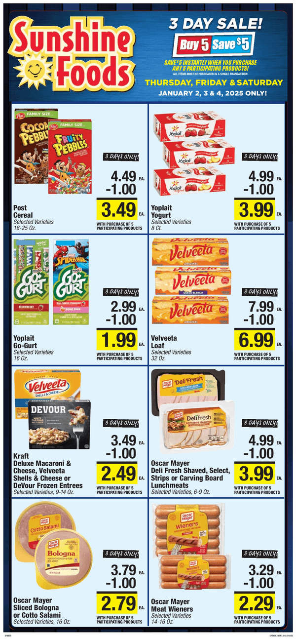 Sunshine Foods Weekly Ad Jan 01 – Jan 07, 2025 (New Year Promotion ...