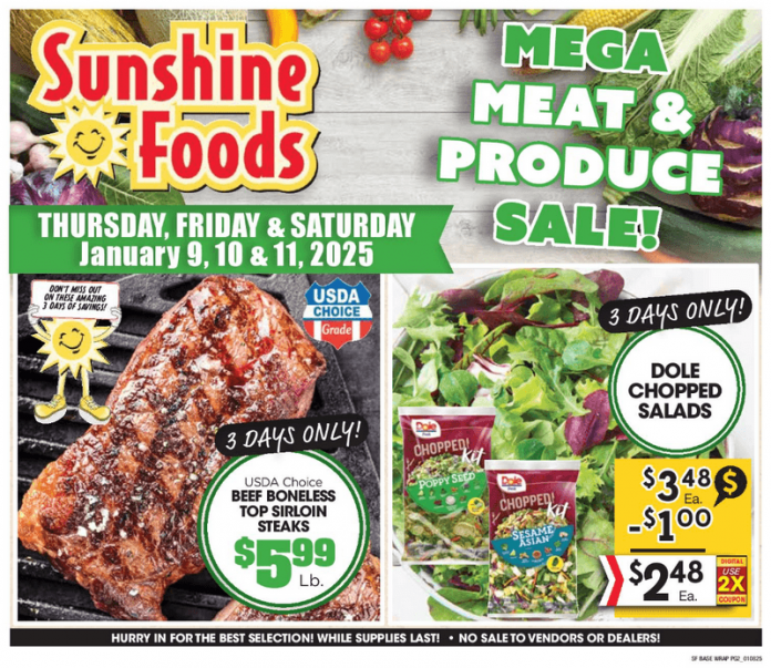 Sunshine Foods Weekly Ad Jan 08 – Jan 14, 2025