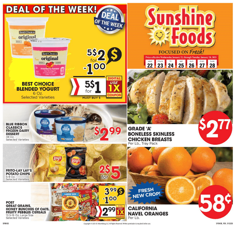 Sunshine Foods Weekly Ad Jan 22 – Jan 28, 2025
