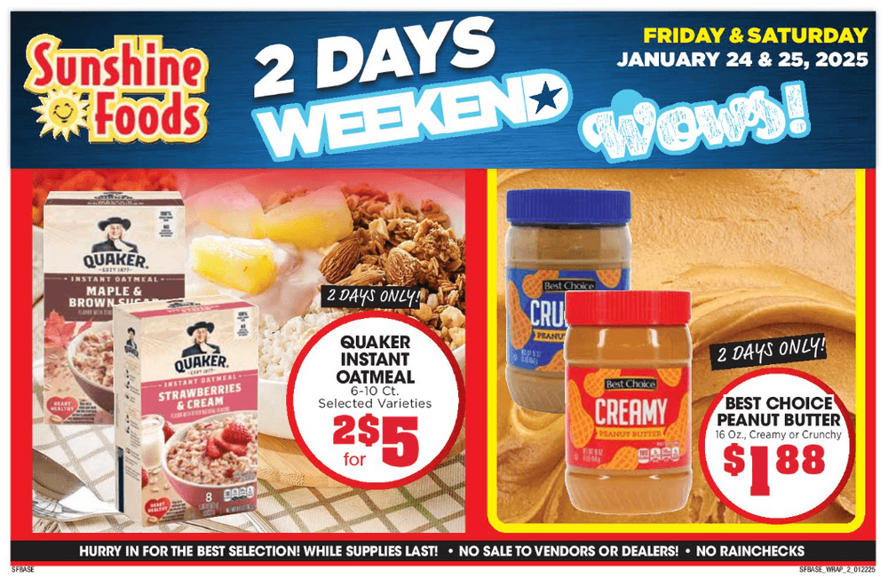 Sunshine Foods Weekly Ad Jan 22 – Jan 28, 2025