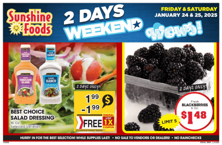 Sunshine Foods Weekly Ad Jan 22 – Jan 28, 2025