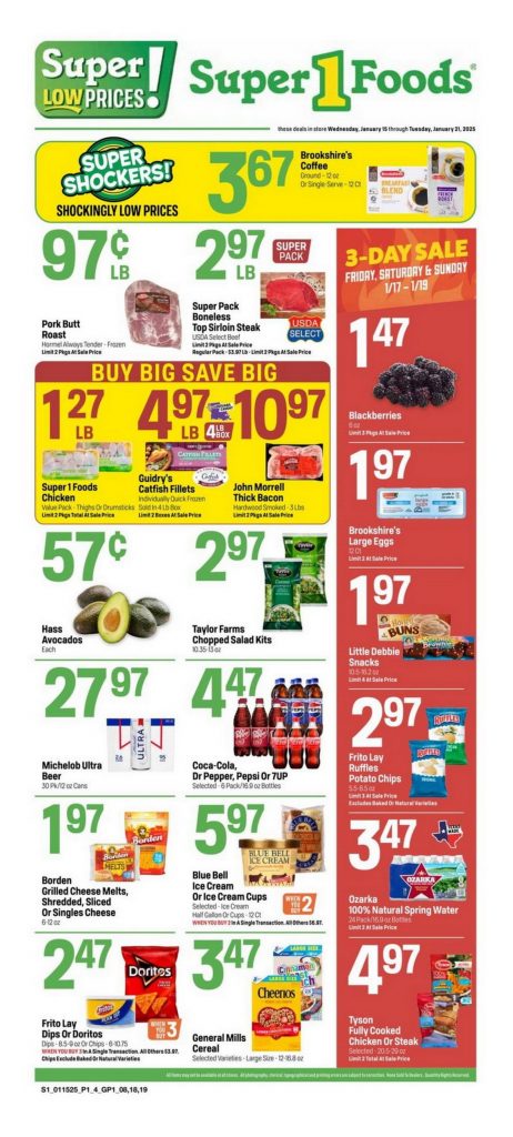 Super 1 Foods Weekly Ad Jan 15 – Jan 21, 2025
