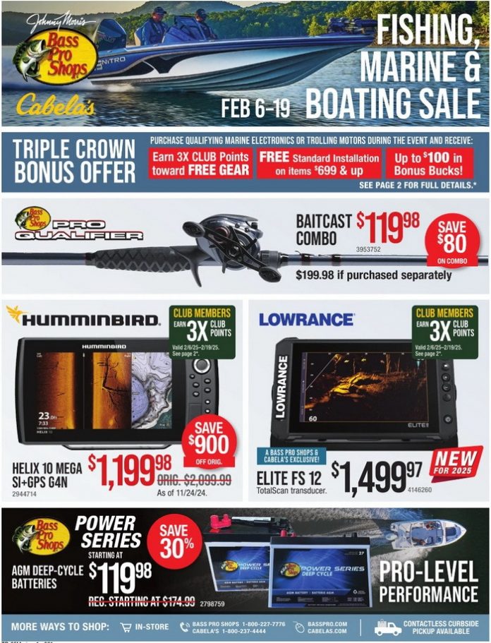Bass Pro Shops Fishing, Marine & Boating Sale Feb 06 – Feb 19, 2025