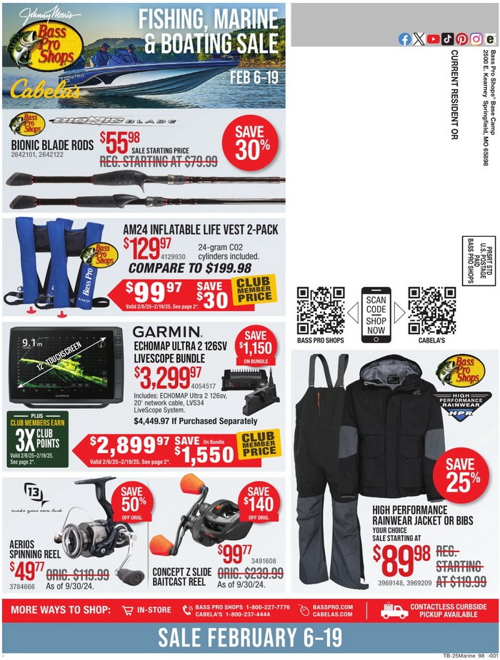 Bass Pro Shops Fishing, Marine & Boating Sale Feb 06 – Feb 19, 2025
