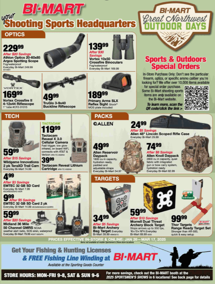 Bi-Mart Outdoor Days Ad Feb 12 – Feb 16, 2025