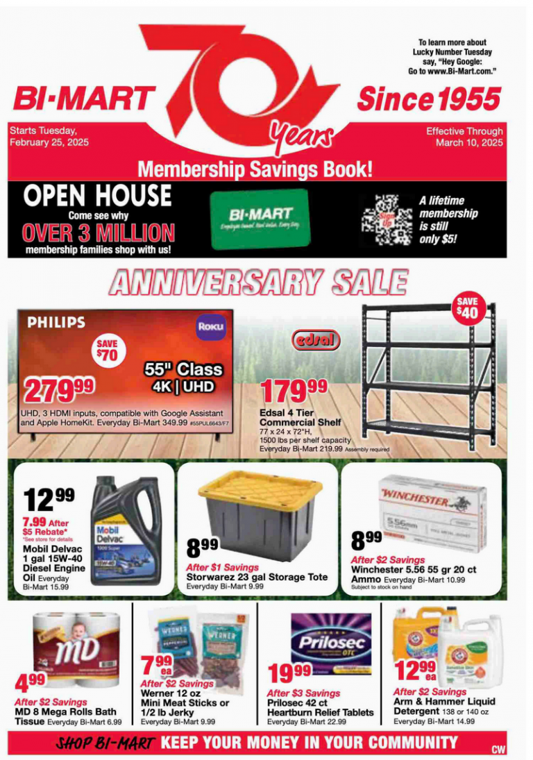 Bi-Mart Anniversary Sale Ad Feb 25 – Mar 10, 2025