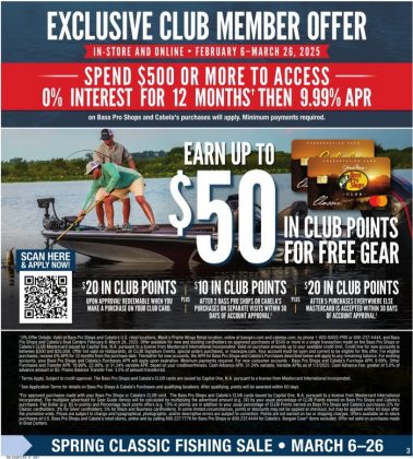 Bass Pro Shops Spring Classic Fishing Sale Mar 06 – Mar 26, 2025