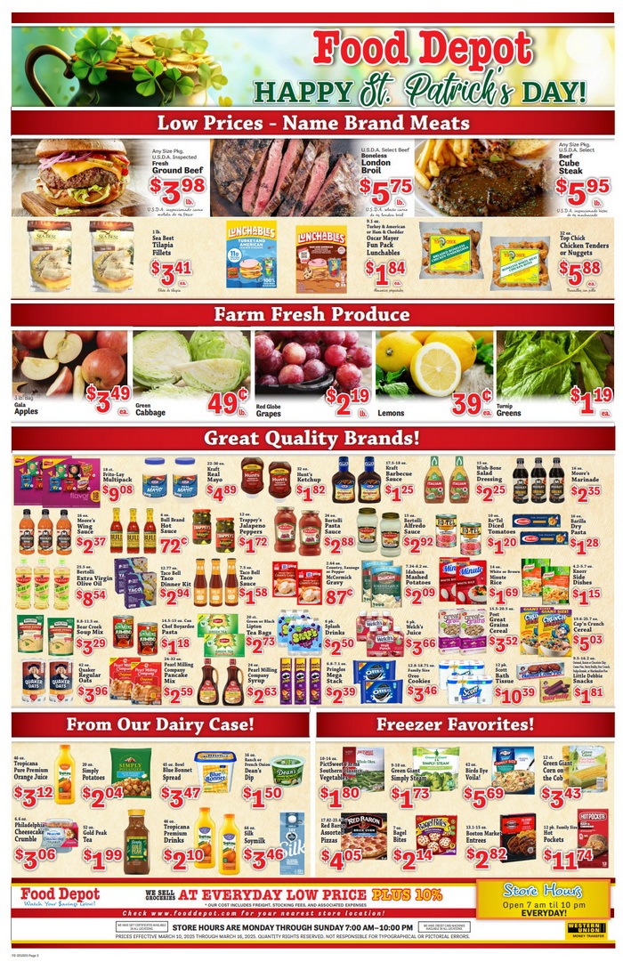 Food Depot Weekly Ad Mar 10 – Mar 16, 2025 (St. Patrick's Day Promotion ...
