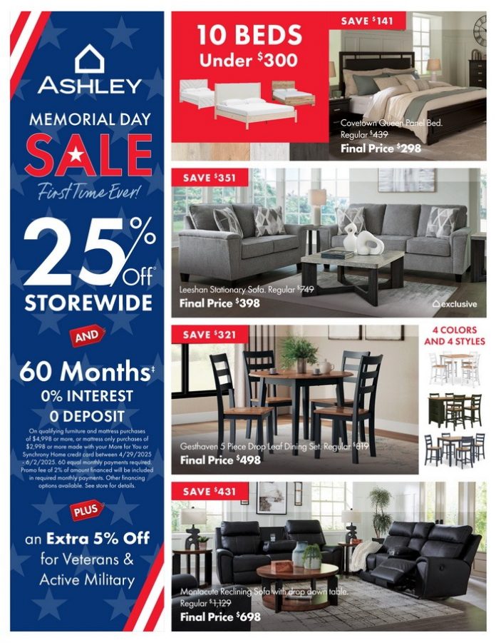 Ashley Furniture HomeStore Memorial Day Sale Apr 29 – Jun 02, 2025