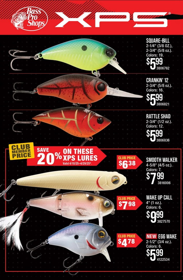 Bass Pro Shops XPS Lures Sale Apr 10 – Apr 29, 2025