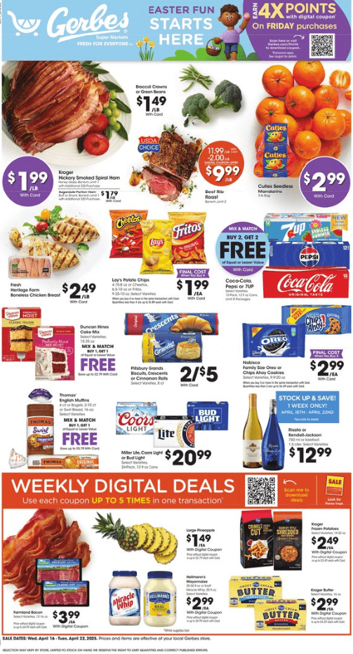 Gerbes Weekly Ad Apr 16 – Apr 22, 2025 (Easter Promotion Included)