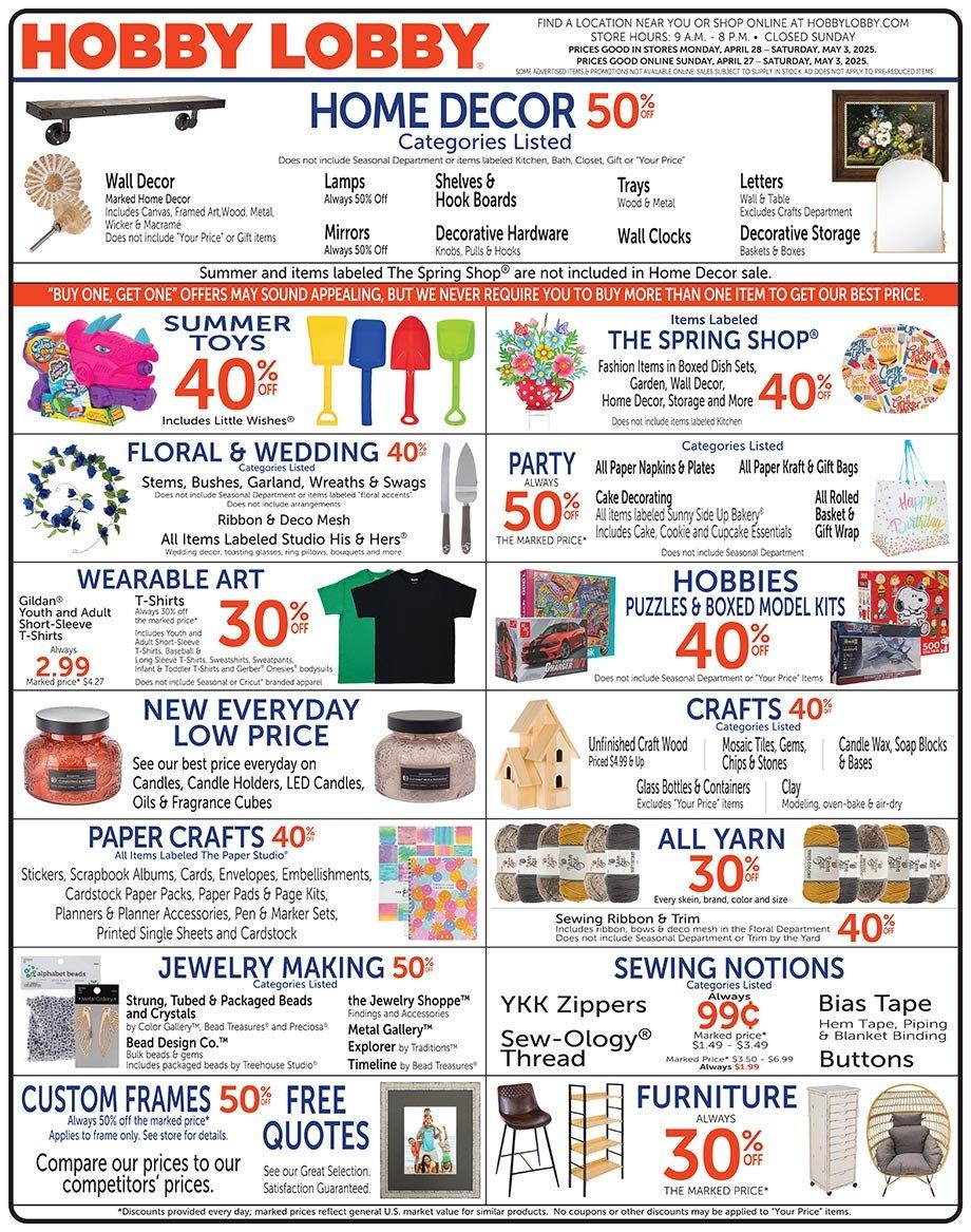 Hobby Lobby Weekly Ad Apr 27 – May 03, 2025
