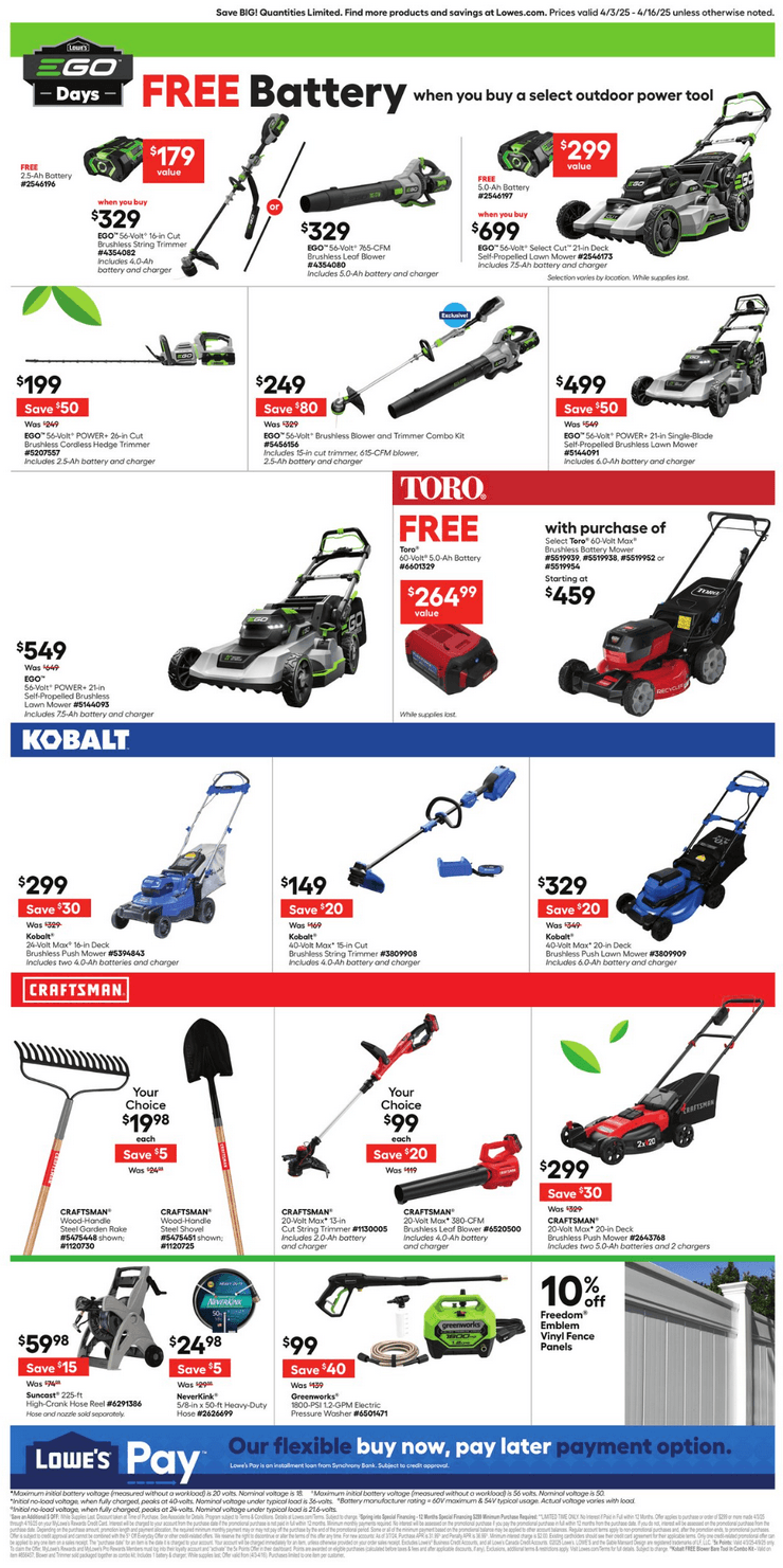 Lowe's Weekly Ad Apr 03 – Apr 16, 2025