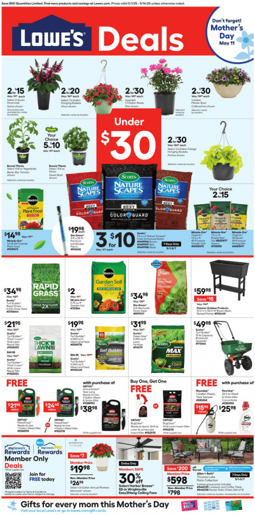 Lowe's Weekly Ad May 01 – May 14, 2025 (Mother's Day Promotion Included)