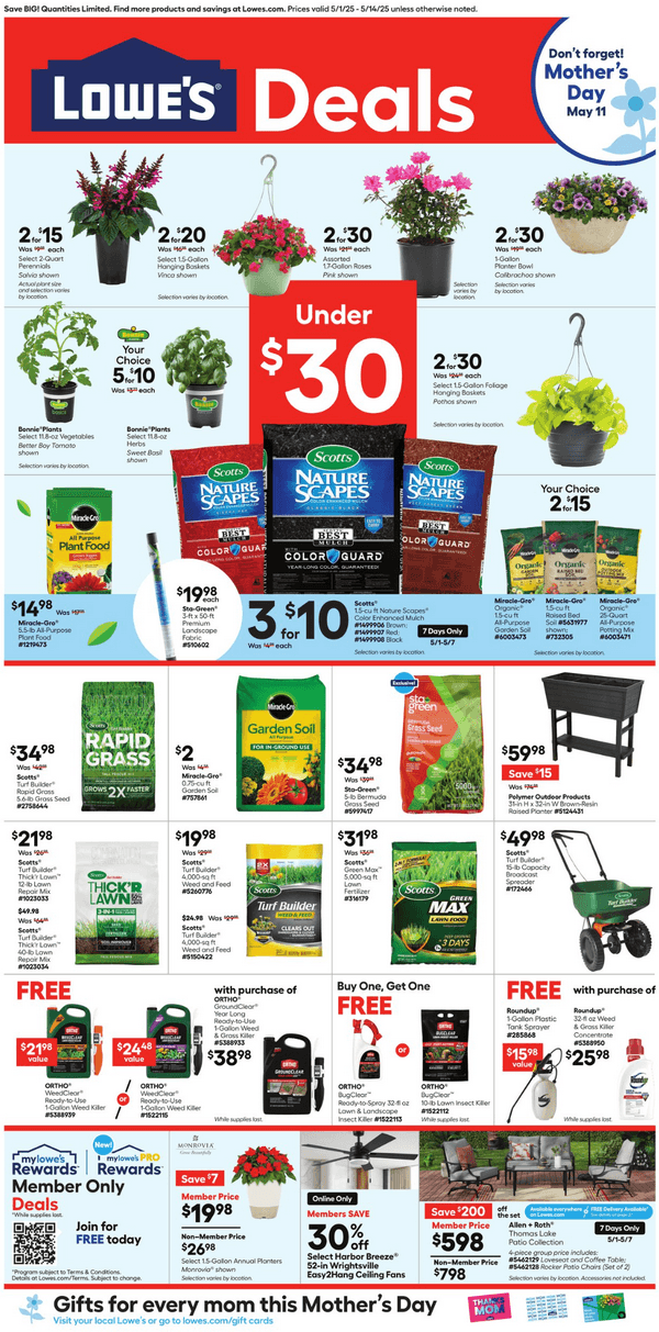 Lowe's Weekly Ad May 01 – May 14, 2025 (Mother's Day Promotion Included)