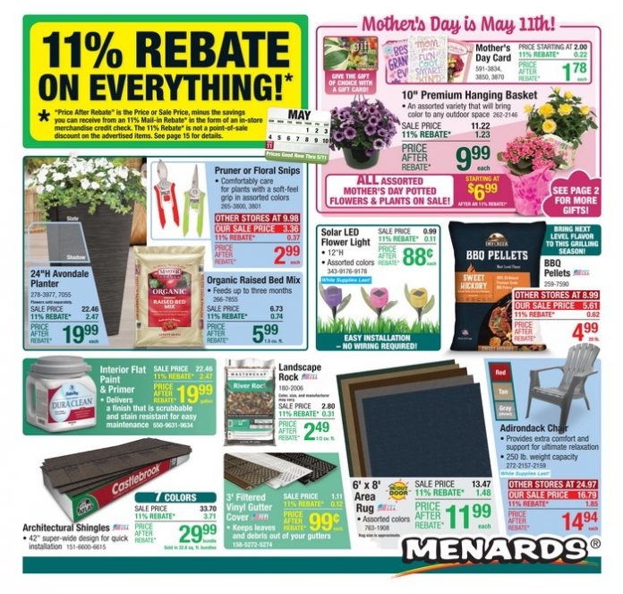 Menards Weekly Ad May 01 – May 11, 2025 (Mother's Day Promotion Included)