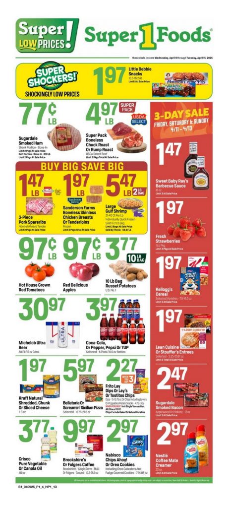 Super 1 Foods Weekly Ad Apr 09 – Apr 15, 2025