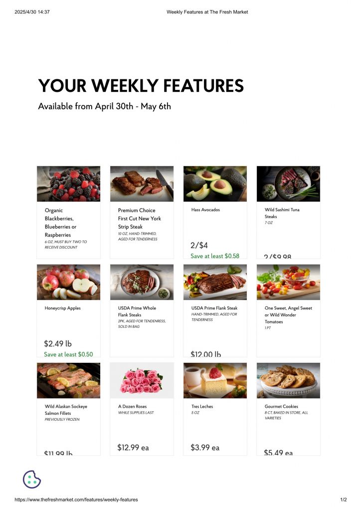 The Fresh Market Weekly Ad Apr 30 – May 06, 2025