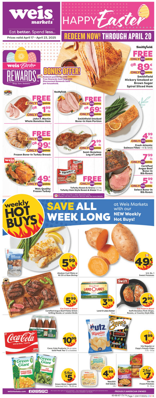 Weis Markets Weekly Ad Apr 17 – Apr 23, 2025 (Easter Promotion Included)