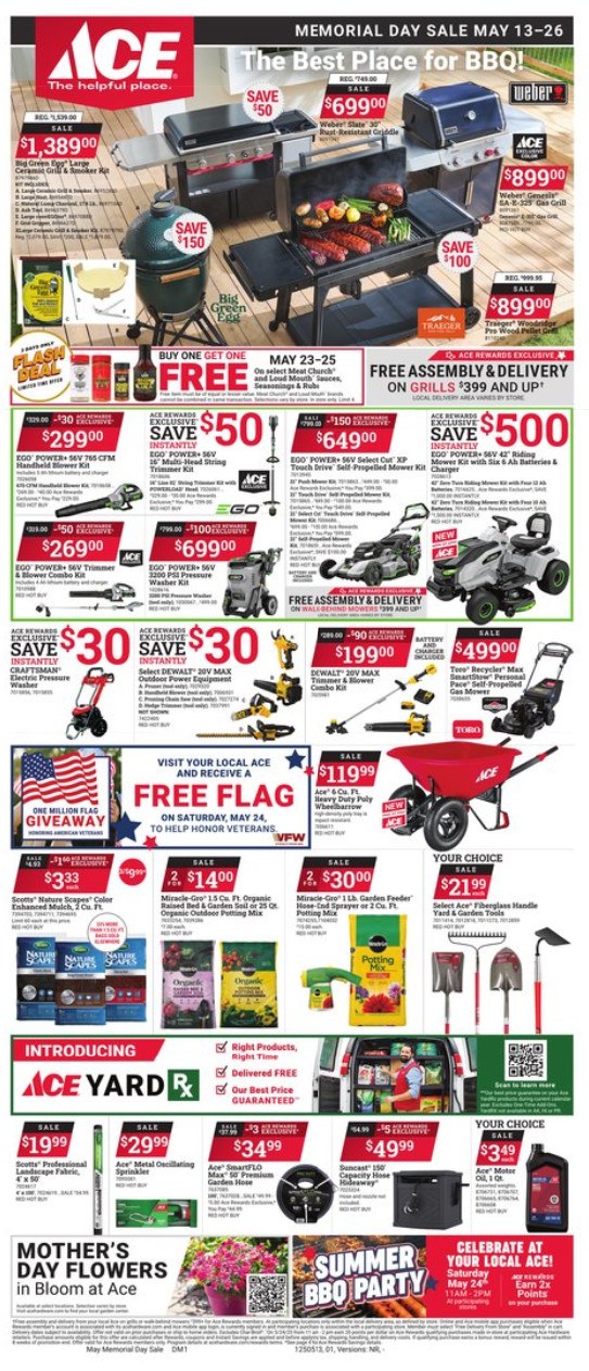 ACE Hardware Memorial Day Sale May 13 – May 26, 2025