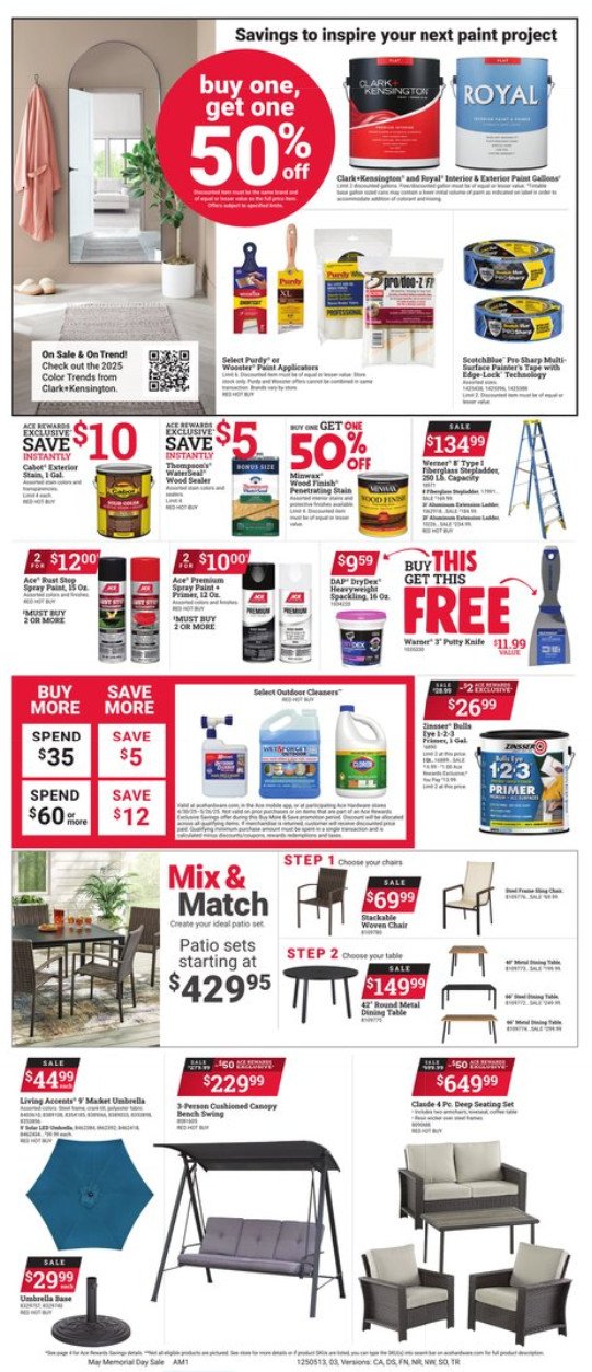 ACE Hardware Memorial Day Sale May 13 – May 26, 2025