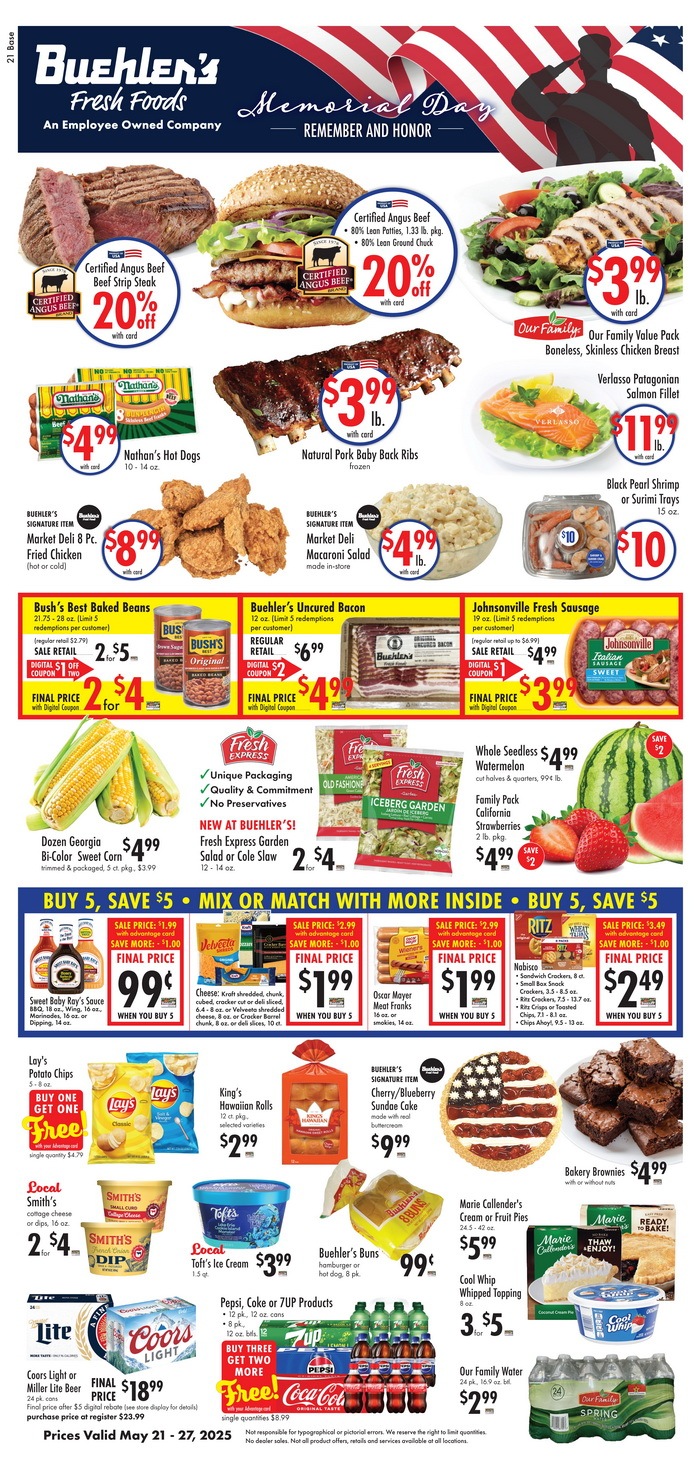 Buehler's Weekly Ad May 21 – May 27, 2025 (Memorial Day Promotion Included)