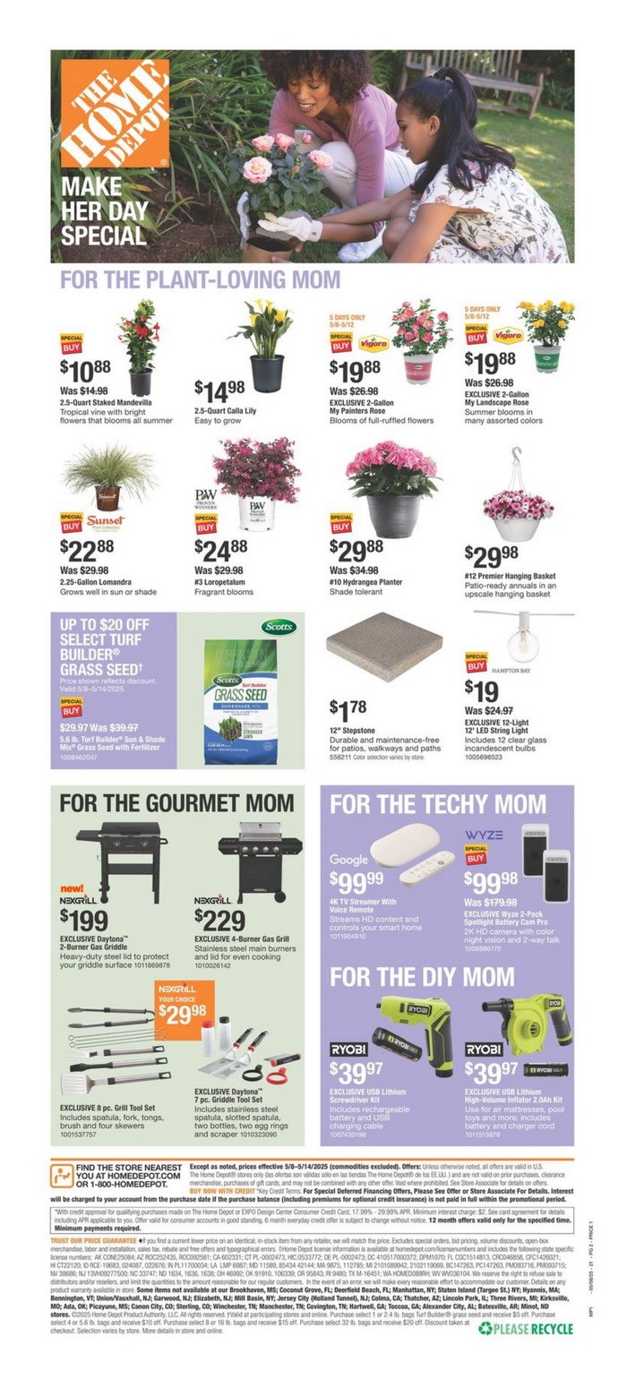 Home Depot Mother's Day Sale May 08 – May 14, 2025