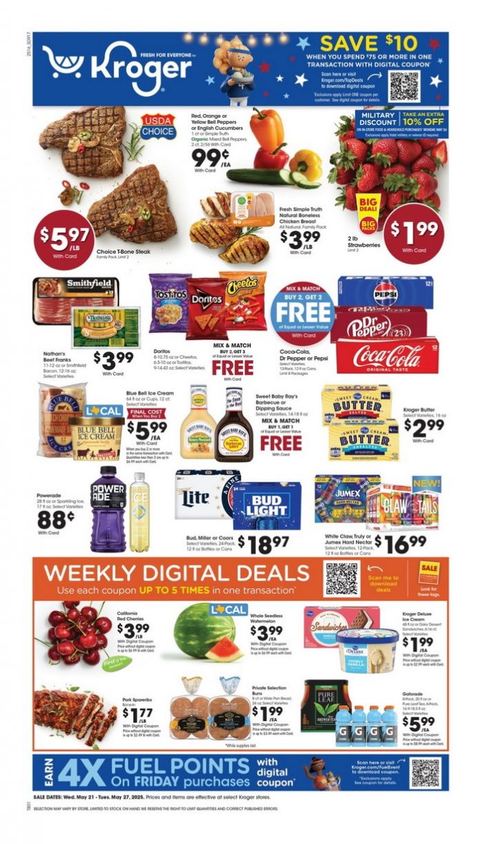 Kroger Weekly Ad May 21 – May 27, 2025 (Memorial Day Promotion Included)