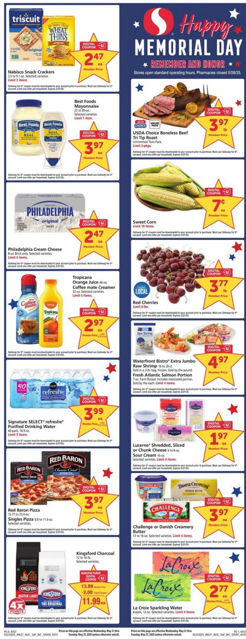 Safeway Weekly Ad May 21 – May 27, 2025 (Memorial Day Promotion Included)