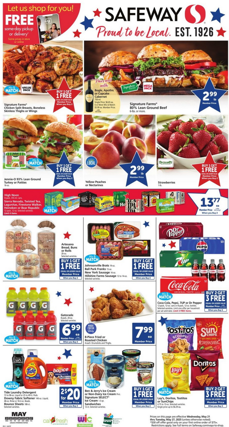 Safeway Weekly Ad May 21 – May 27, 2025 (Memorial Day Promotion Included)