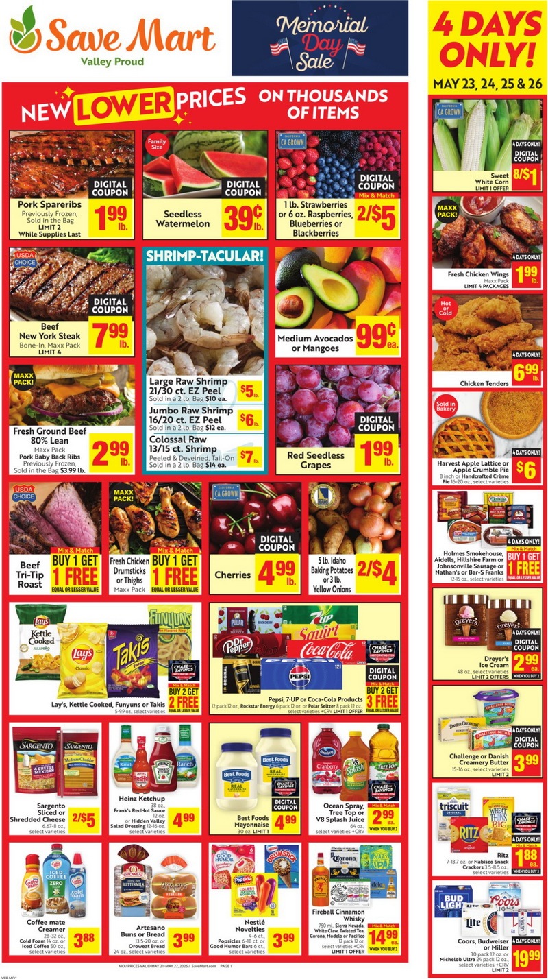 Save Mart Supermarkets Weekly Ad May 21 – May 27, 2025 (Memorial Day Promotion Included)