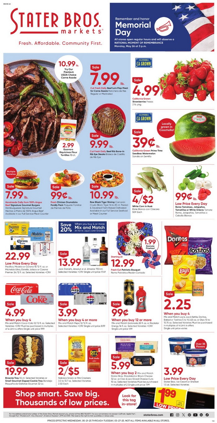 Stater Bros Weekly Ad May 21 – May 27, 2025 (Memorial Day Promotion Included)