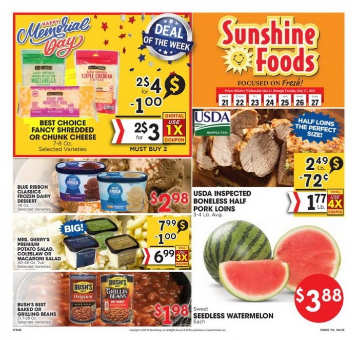 Sunshine Foods Weekly Ad May 21 – May 27, 2025 (Memorial Day Promotion Included)