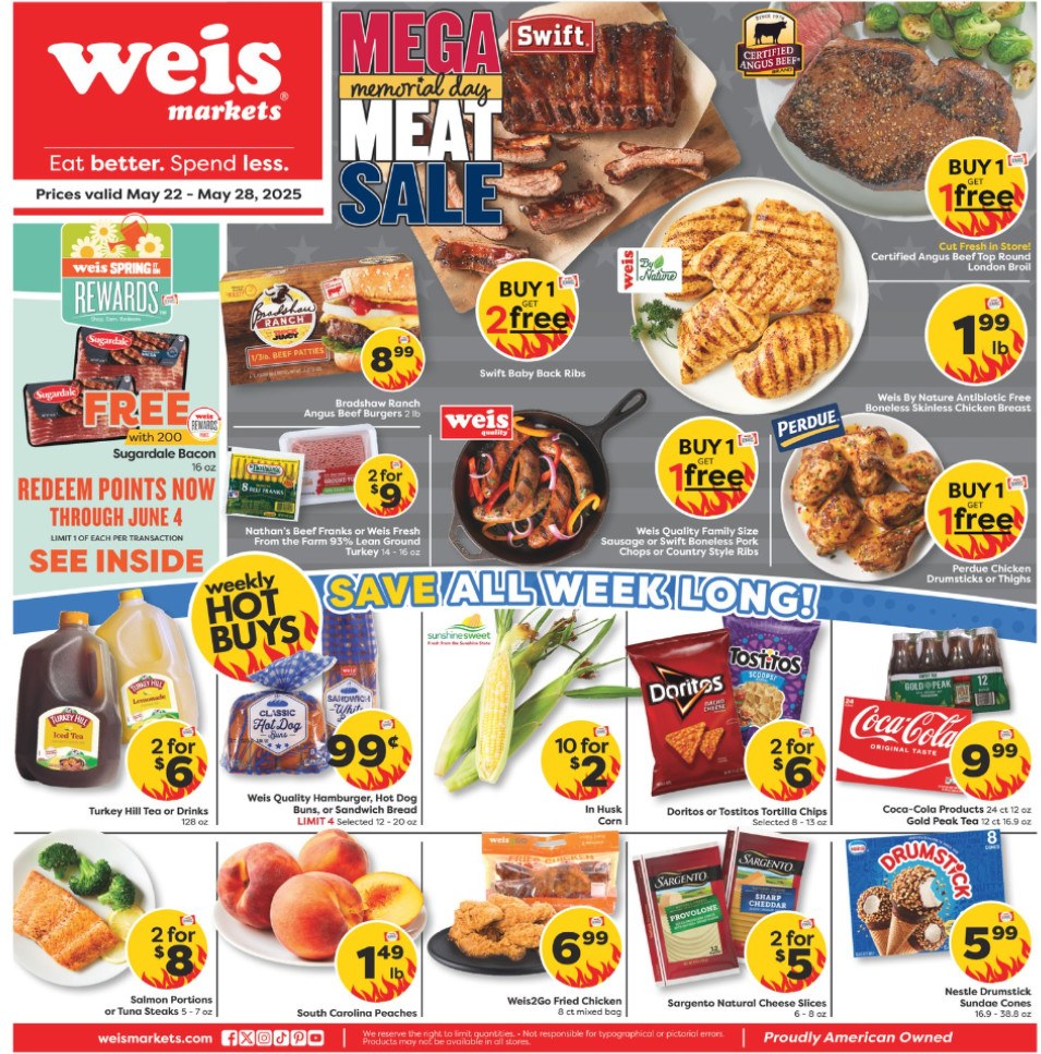 Weis Markets Weekly Ad May 22 – May 28, 2025 (Memorial Day Promotion ...