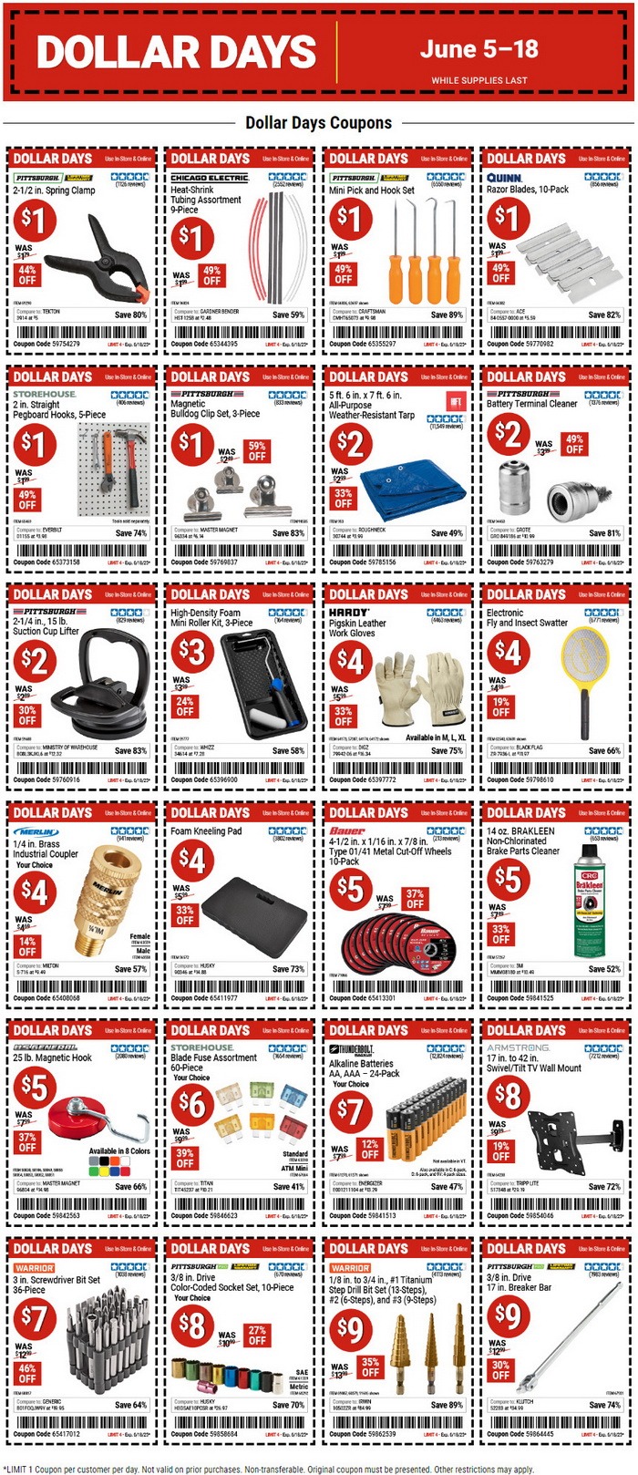 Harbor Freight Dollar Days Coupon Sale Jun 05 – Jun 18, 2025