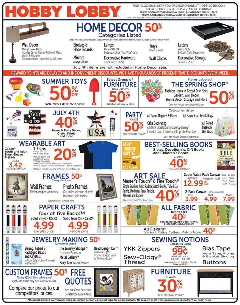 Hobby Lobby Weekly Ad Jun 15 – Jun 21, 2025