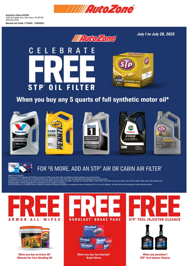 AutoZone Monthly Ad Jul 01 – Jul 28, 2025