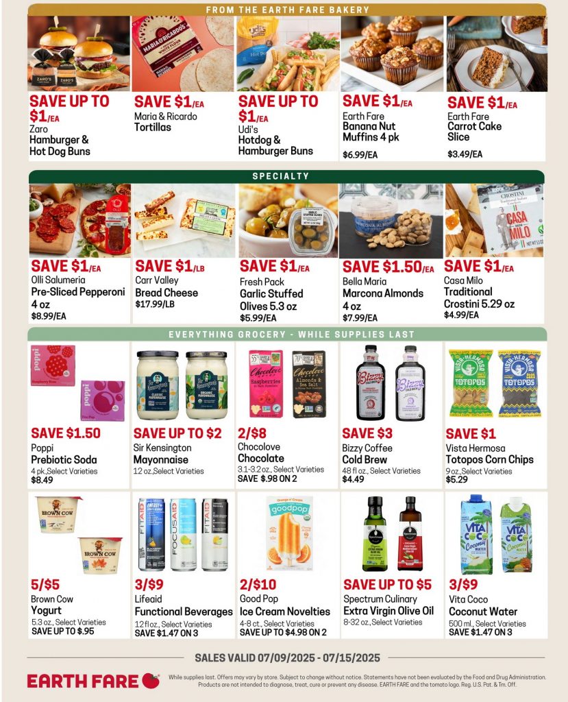 Earth Fare Weekly Ad Jul 09 – Jul 15, 2025